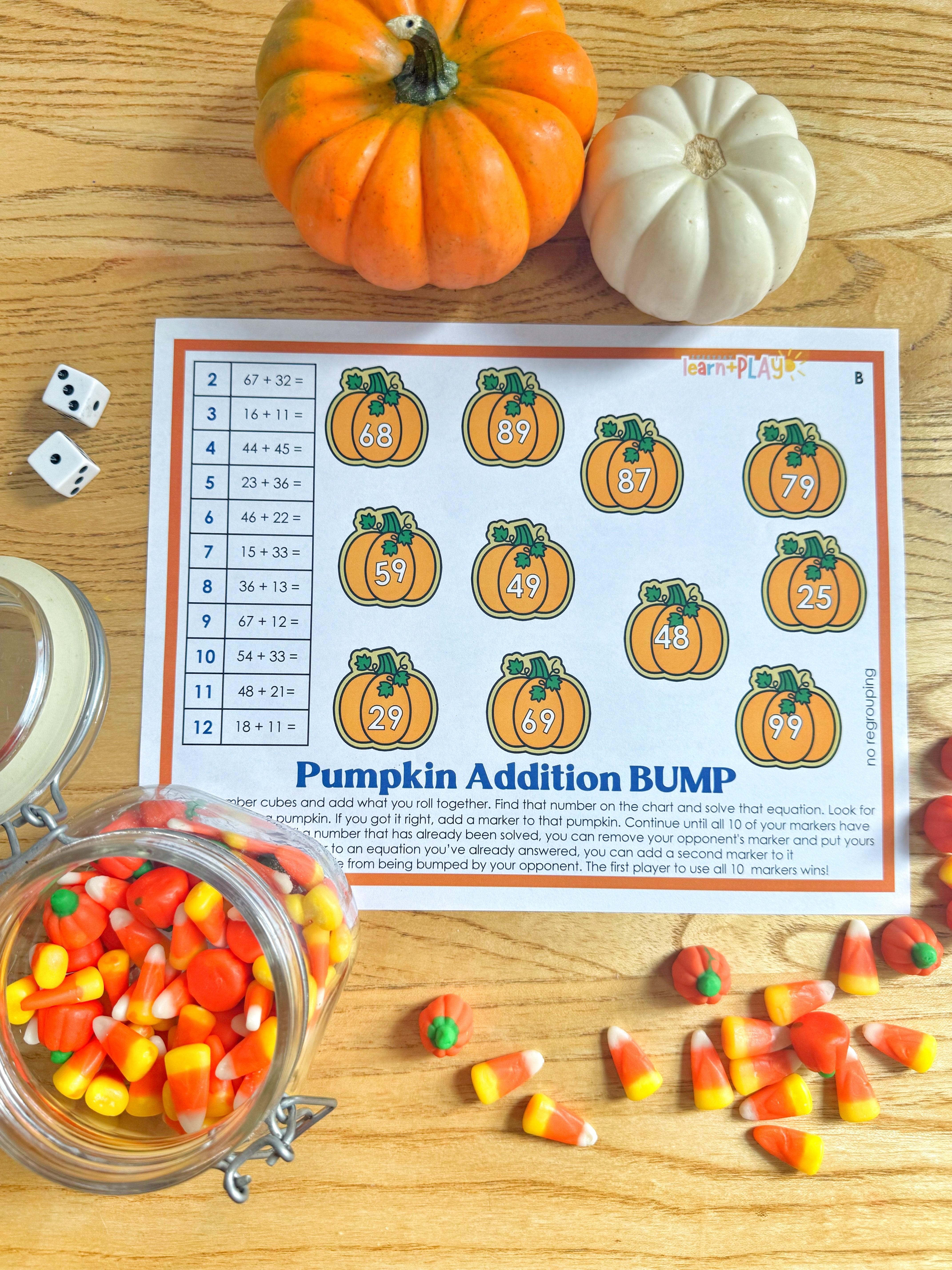 Pumpkin Addition BUMP – Everyday Learn + PLAY