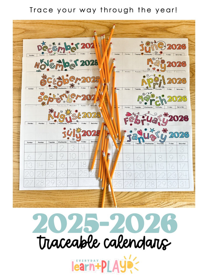 2025- 2026 Traceable Calendars – Everyday Learn + PLAY